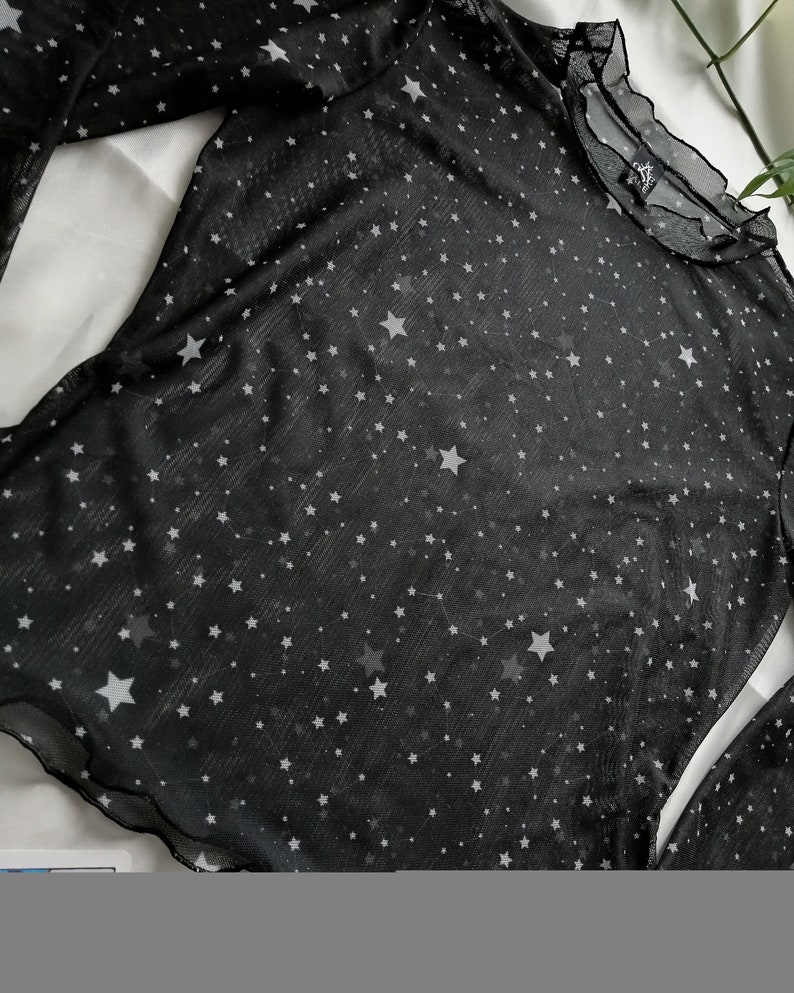 Mesh Constellation Top See Through Stars Black Magic Goth - Etsy