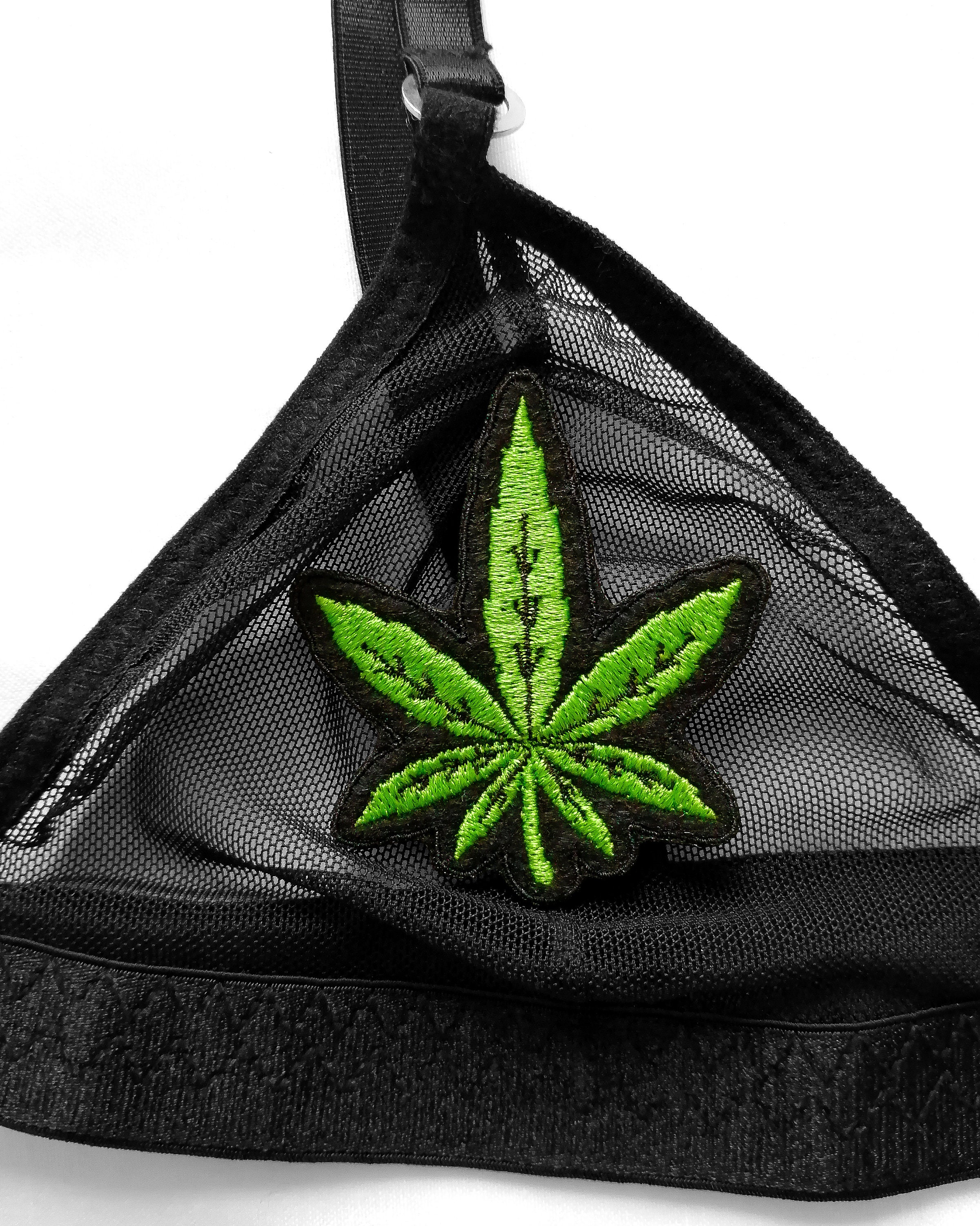 Weed Mesh Bralette Cannabis Lingerie Festival Marijuana Rave Bra Purple ...