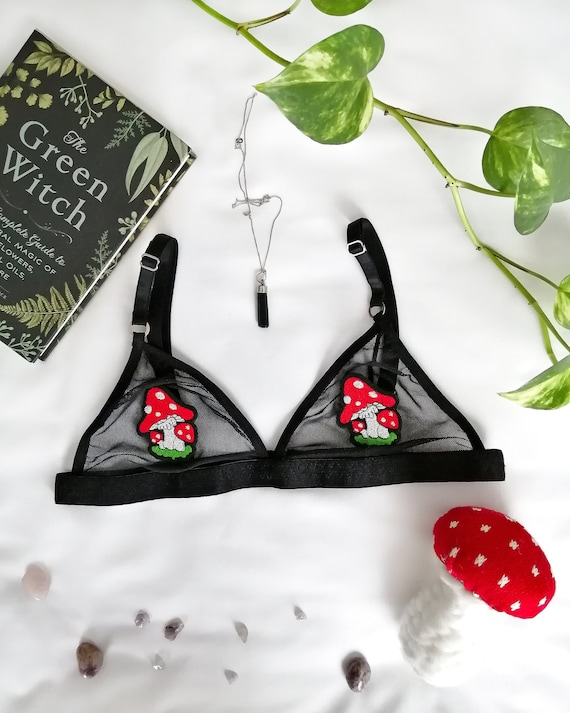 Mushroom Bralette Mesh Cottagecore Rave Bra Festival Bra - Etsy
