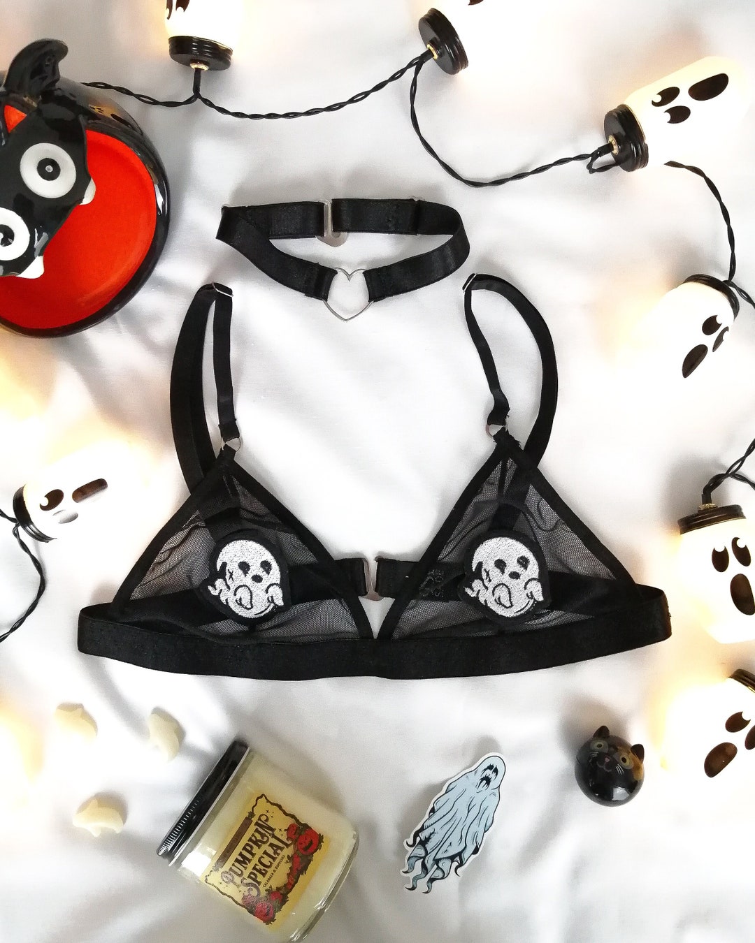 Ghost Bralette Phantom Halloween Lingerie Underwear Sexy Spooky Goth ...