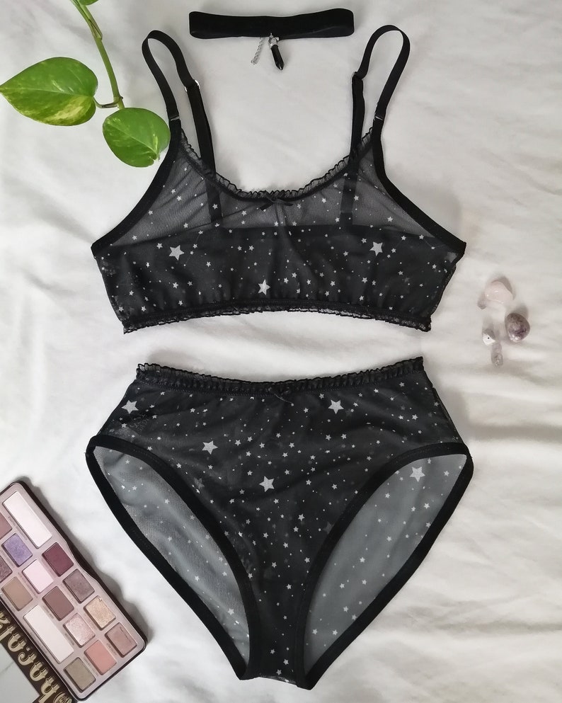 Stars Mesh Lingerie Set: Constellation Bralette & Panties - Etsy