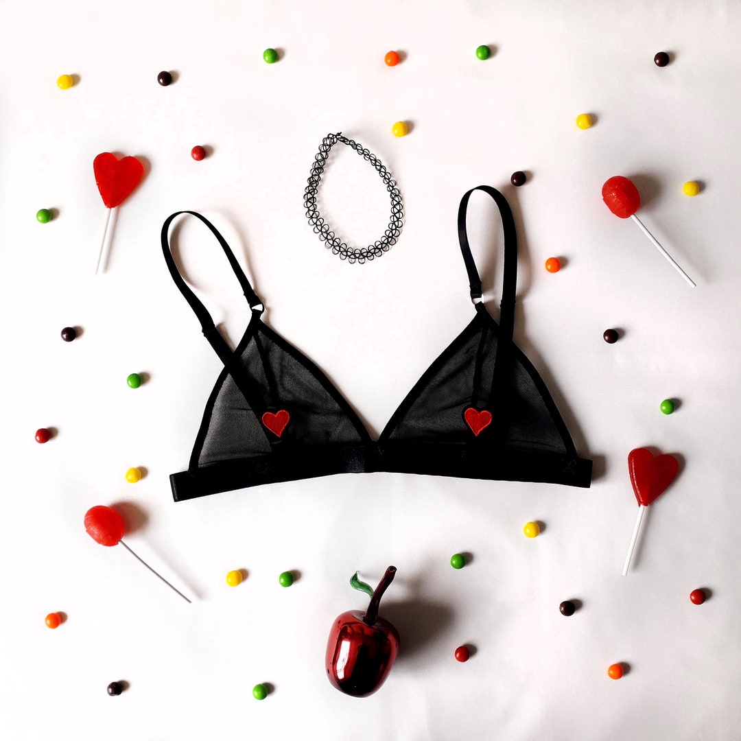 Heart Bralette Mesh Bralette Rave Bra Festival Bra Heart Shaped ...