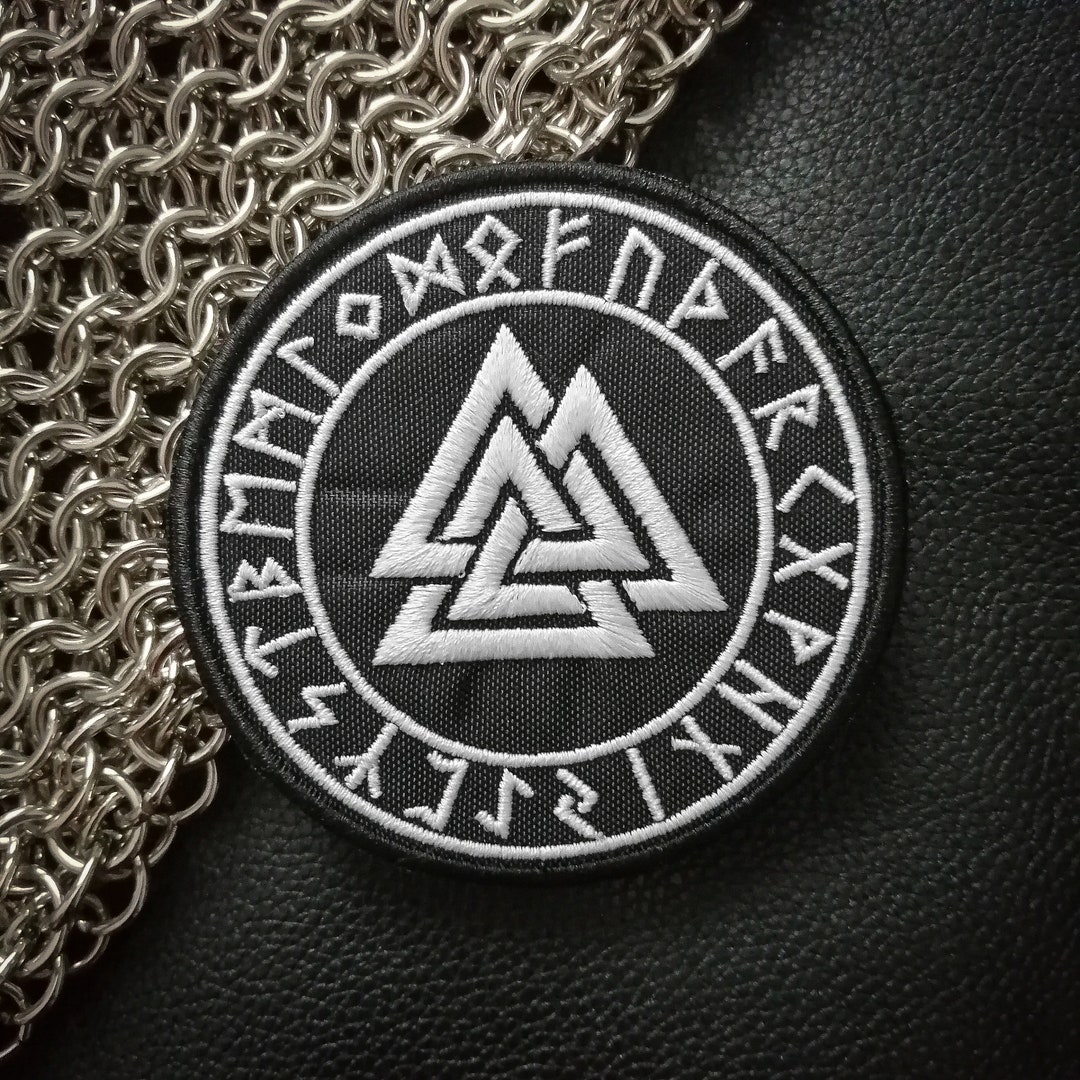 Valknut Patch - Norse Symbol - Viking - Galdrabók - Futhark - Runes ...