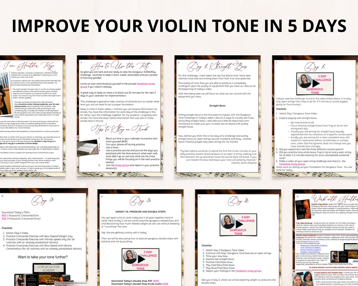 Gorgeous VIOLIN Tone 5 Day Challenge Kit Violin Lessons & - Etsy