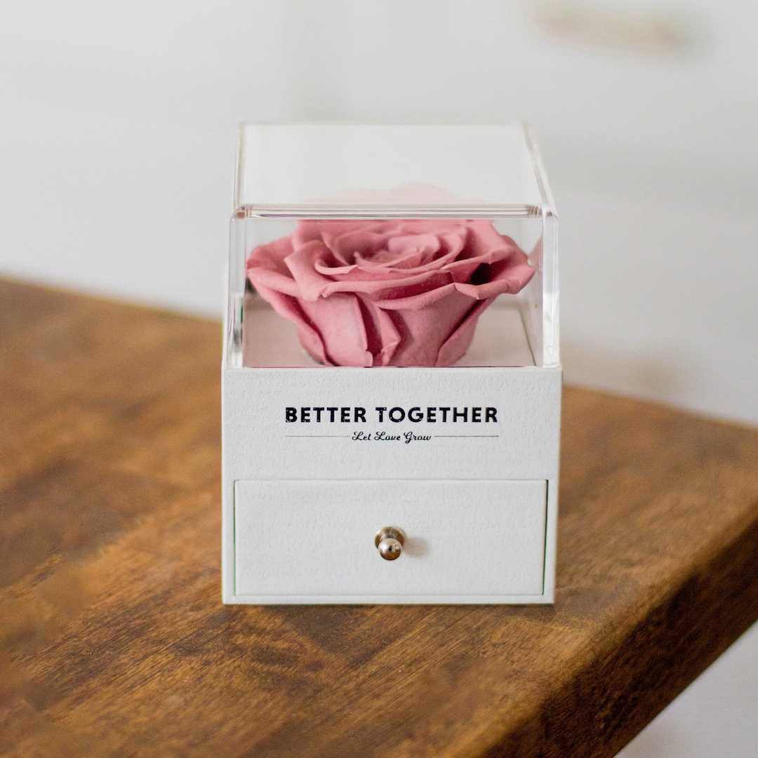 Eternity Preserved Roses Box With Necklace Rose Charm, Real Flowers Gif ...