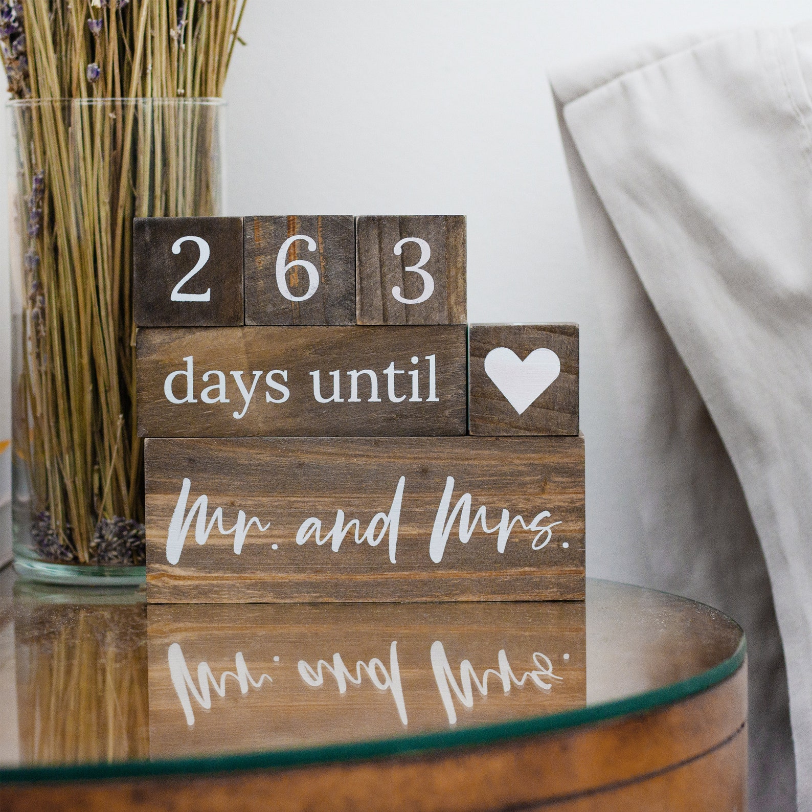 Solid Wood Wedding Countdown Calendar 365 Countdown Blocks | Etsy