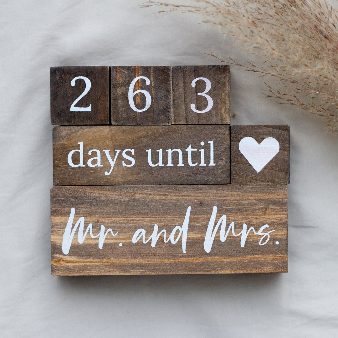 Solid Wood Wedding Countdown Calendar, 365 Countdown Blocks Till ...