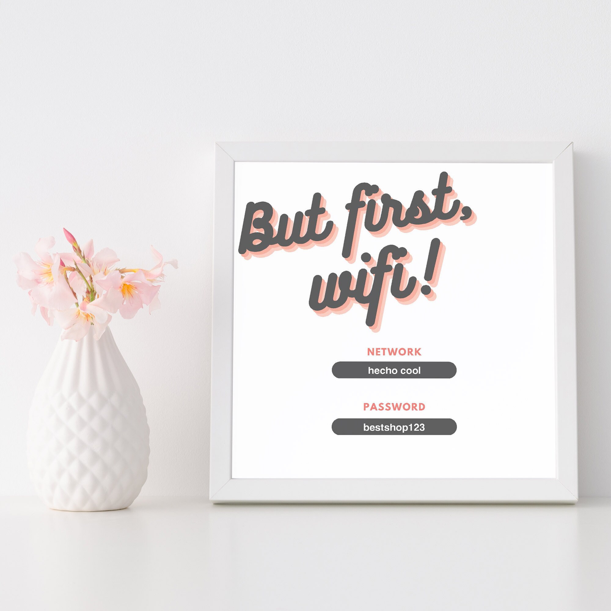 Wifi Sign - Printable, Editable - but First Wifi - Guest Room, Rental ...
