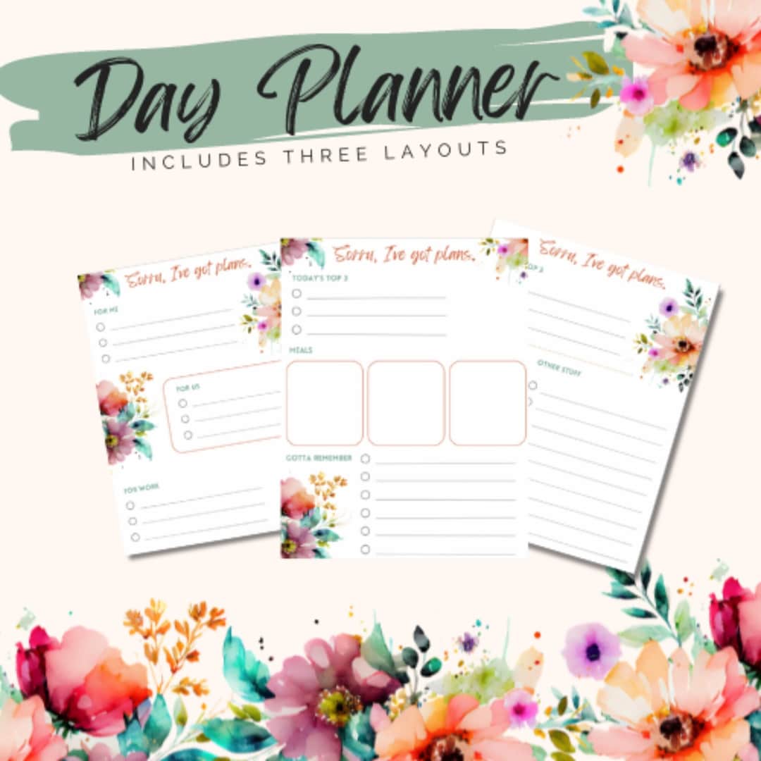 Printable Daily Plan Sheet | Instant Download | Floral - Etsy