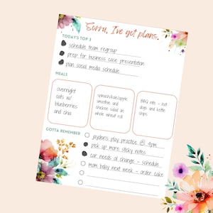 Printable Daily Plan Sheet | Instant Download | Floral - Etsy