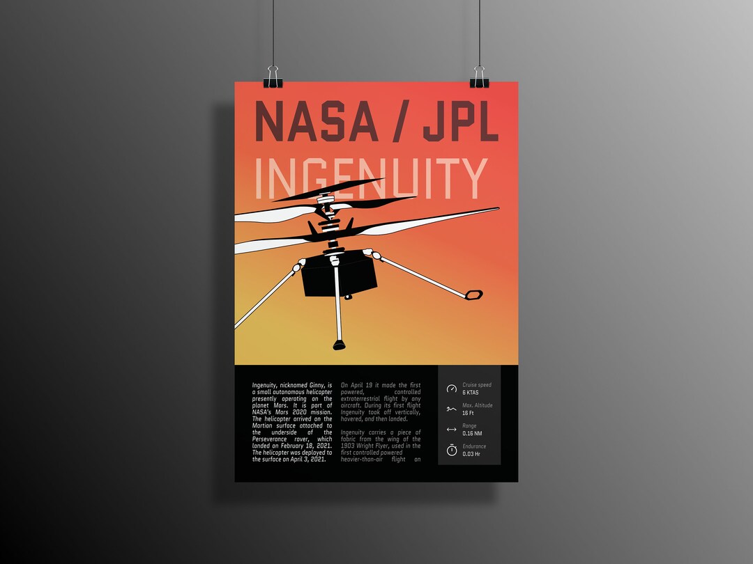 History of Aviation 21st Century: NASA/JPL Ingenuity Poster - Etsy