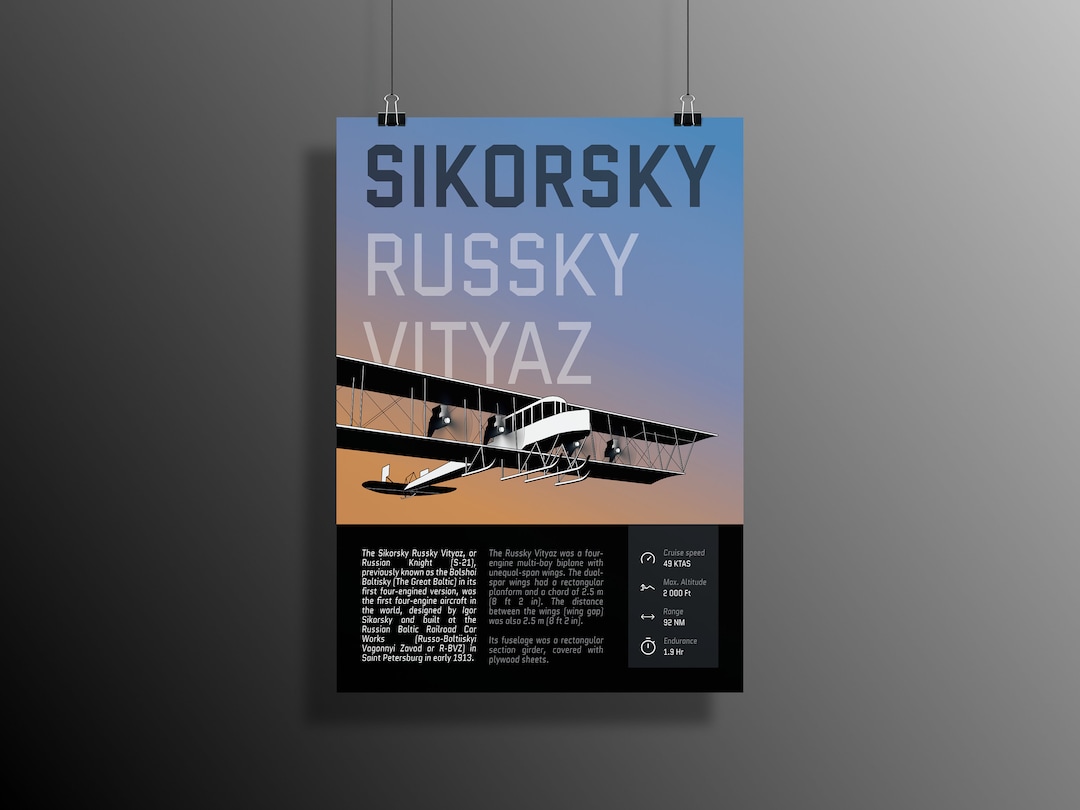 History of Aviation - Pioneer Era: Sikorsky Russky Vityaz Poster - Etsy