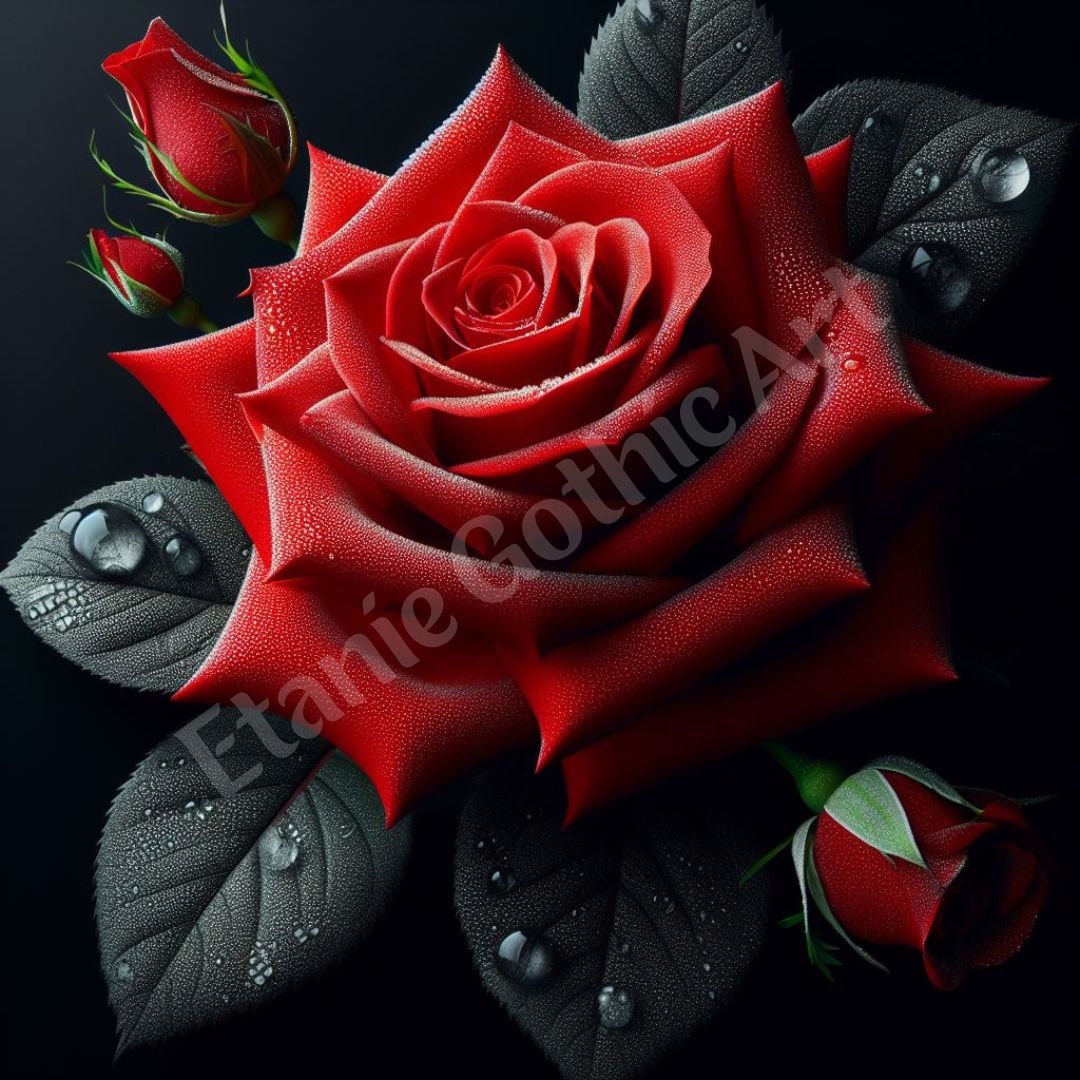 Aluminum Sign bewitching Red Rose Close-up on Black Background - Etsy