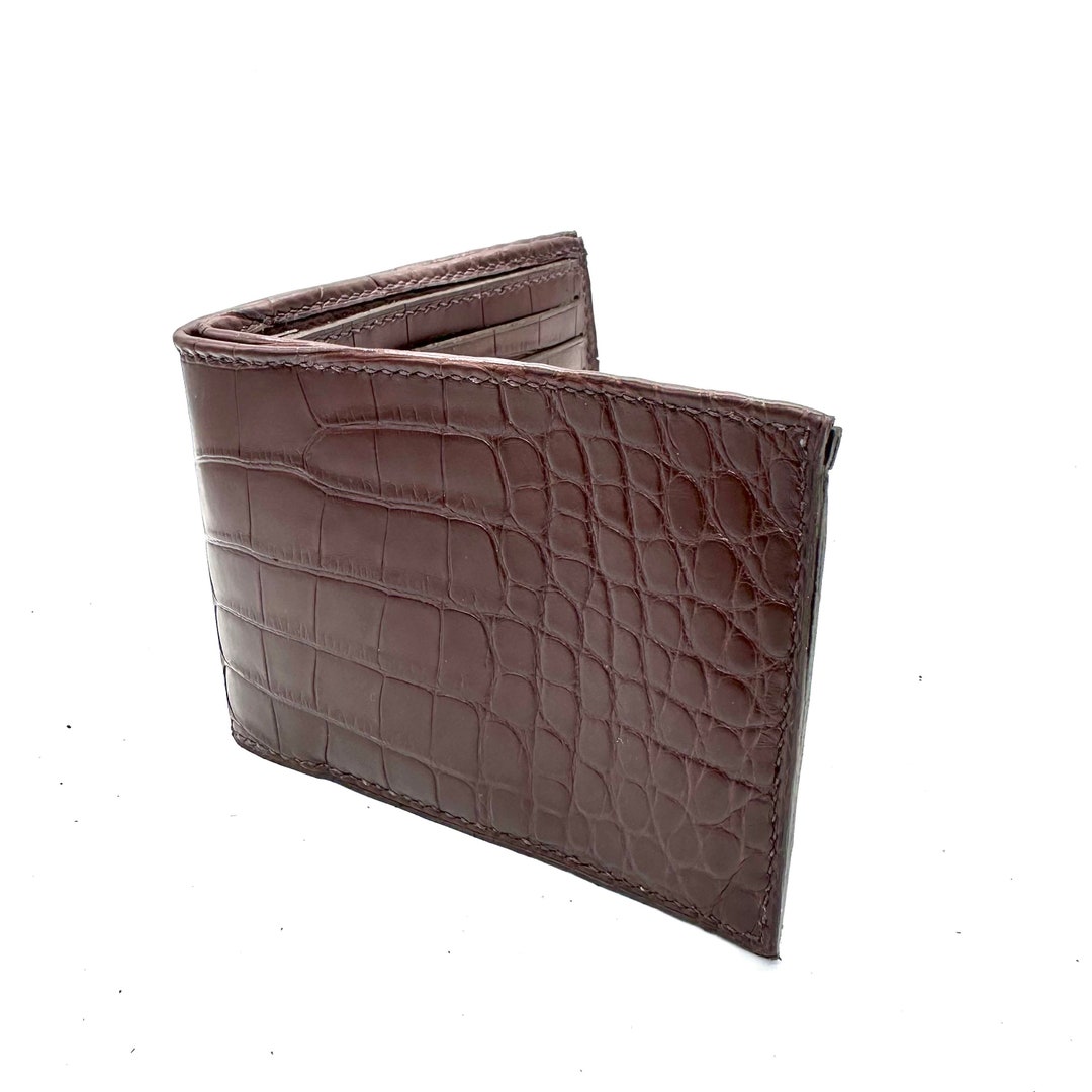 Alligator Wallet, Brown Billfold, Custom Made, Bespoke,, Cardholder ...