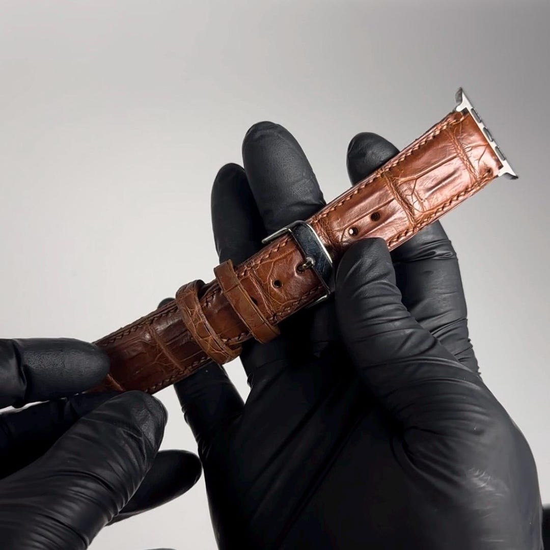 Cognac Alligator Watch Strap, Luxury Watch Bands, 42mm Apple Watch ...