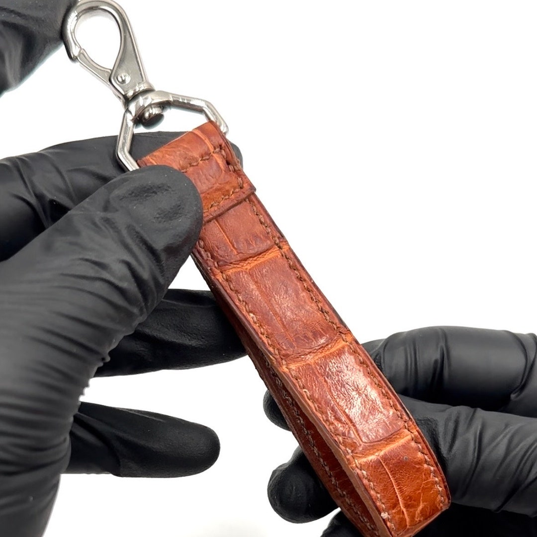 Alligator Keychain, Luxury Key Charm, Cognac Keyholder, Exotic Keychain ...