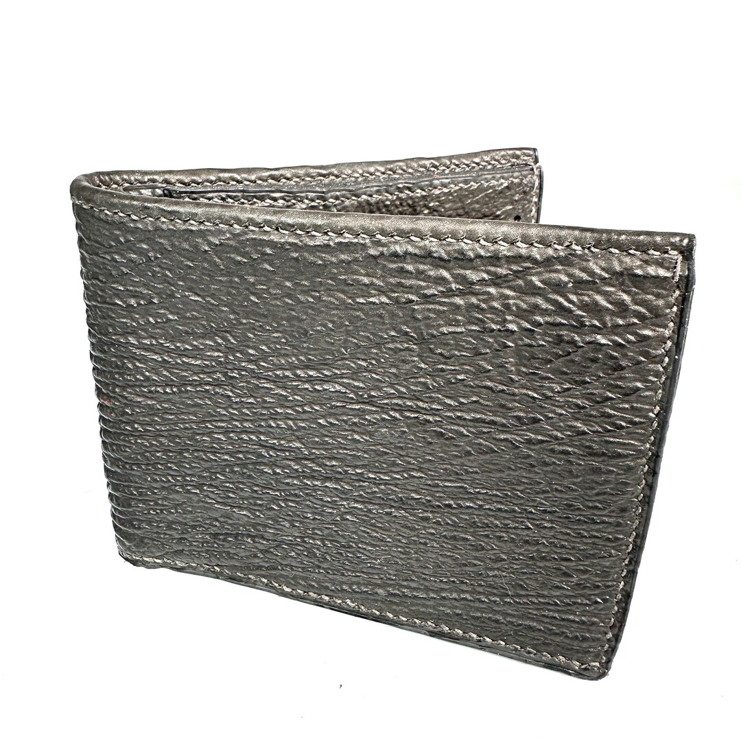 Sharkskin Bifold Wallet, Shark Wallet, Shark Leather Billfold, Grey ...