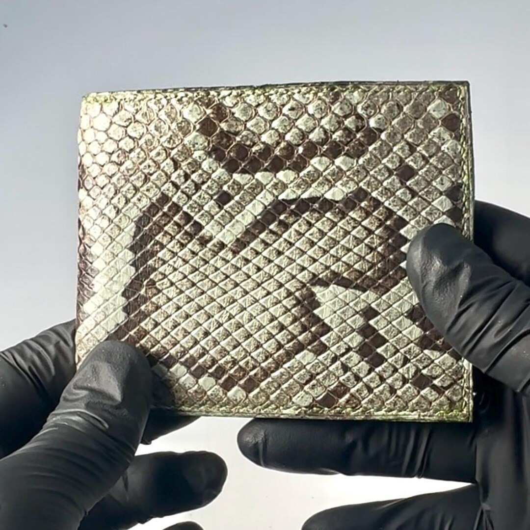 Sage Green Burmese Python Bifold Wallet, Luxury Handmade Snakeskin ...