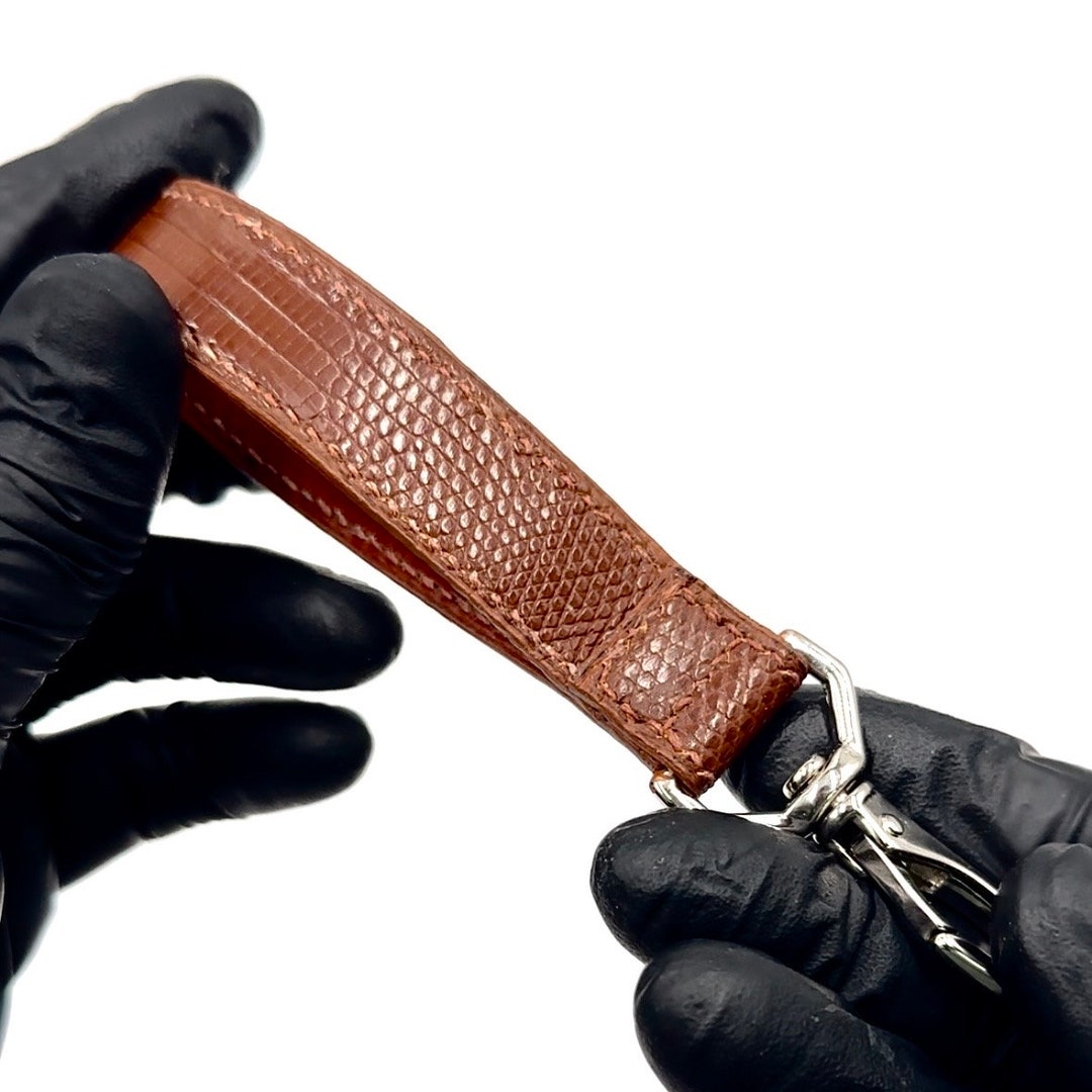 Luxury Key Fob, Key Charm, Exotic Skin Belt, Cognac Keyholder, Luxury ...