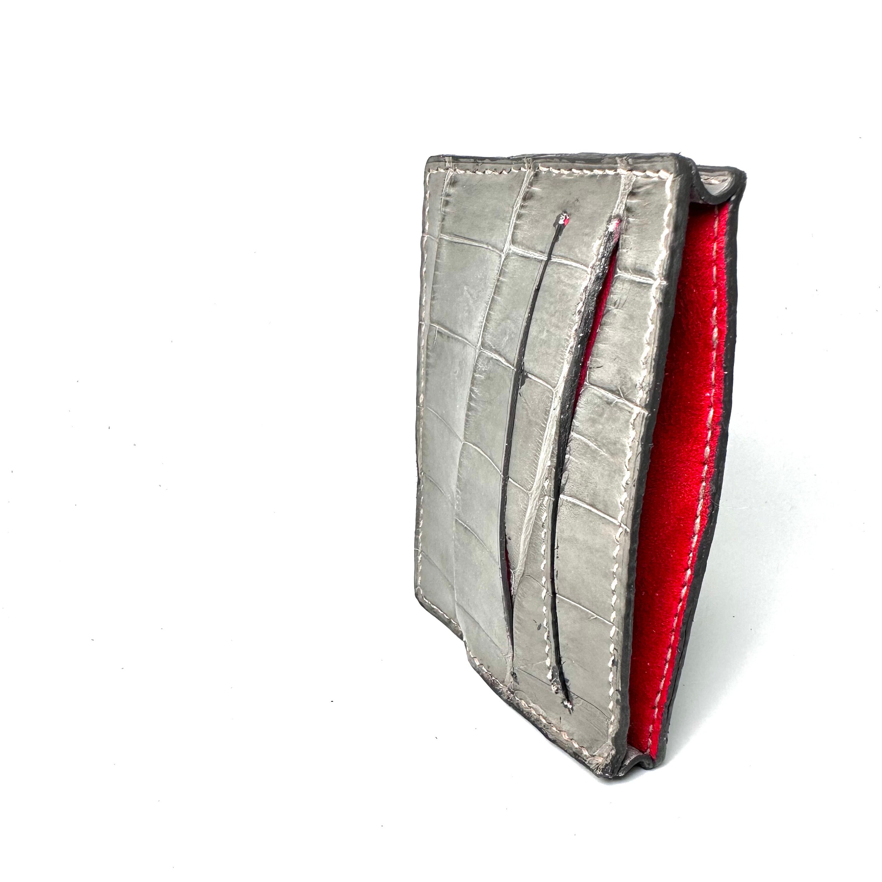 Alligator Card Holder, Alligator Card Wallet, Gray Card Holder, Micro ...