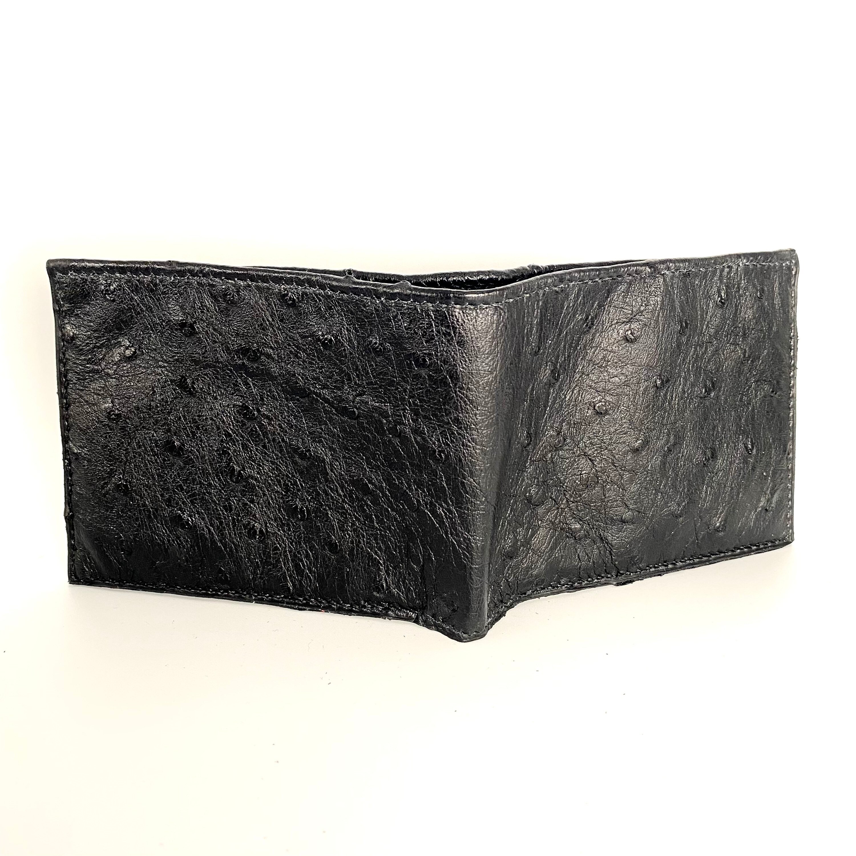 Ostrich Wallet, Black Full Ostrich Wallet, Ostrich Billfold, Ostrich ...