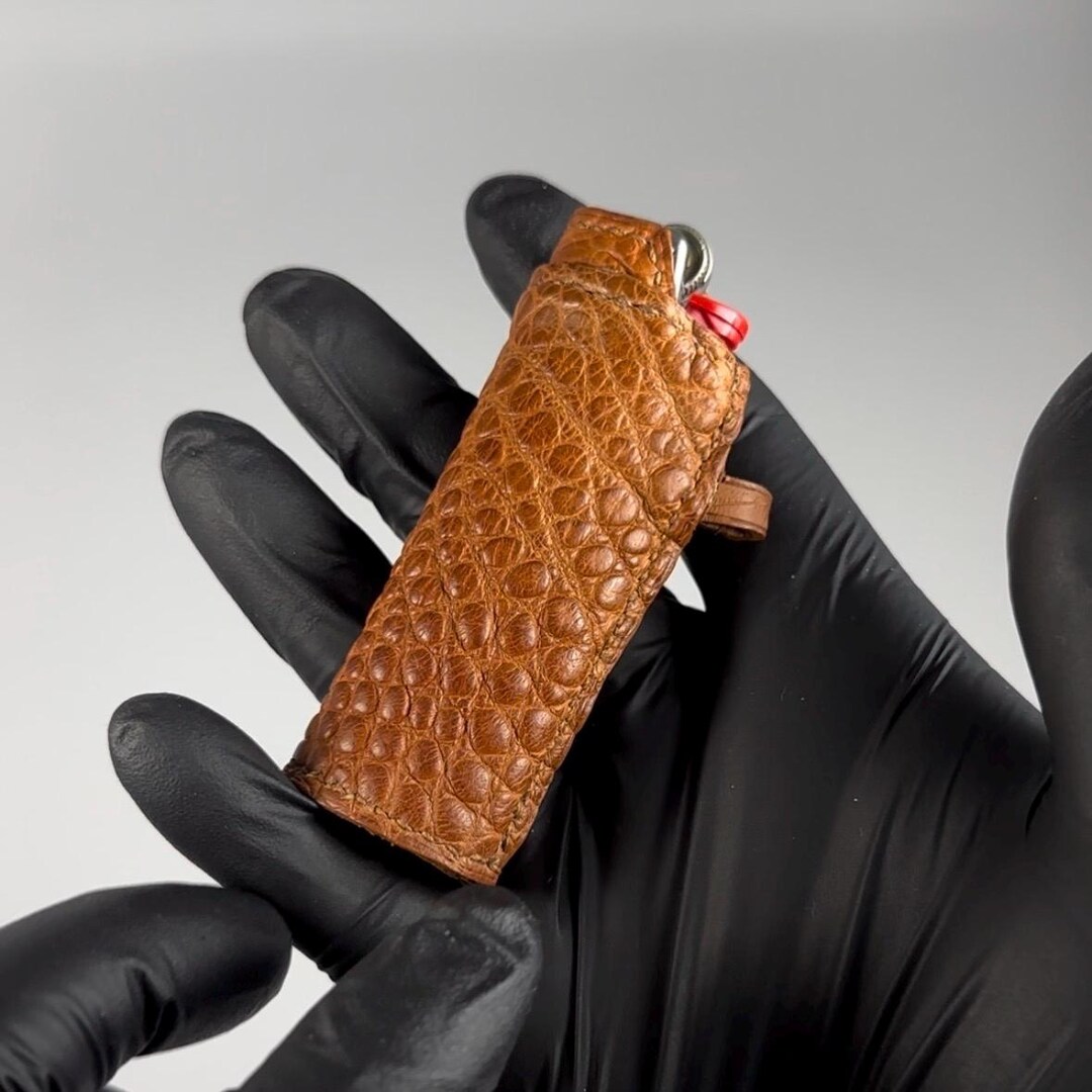 Alligator Lighter Case, Lighter Case, Bic Lighter Case, Cognac Lighter ...