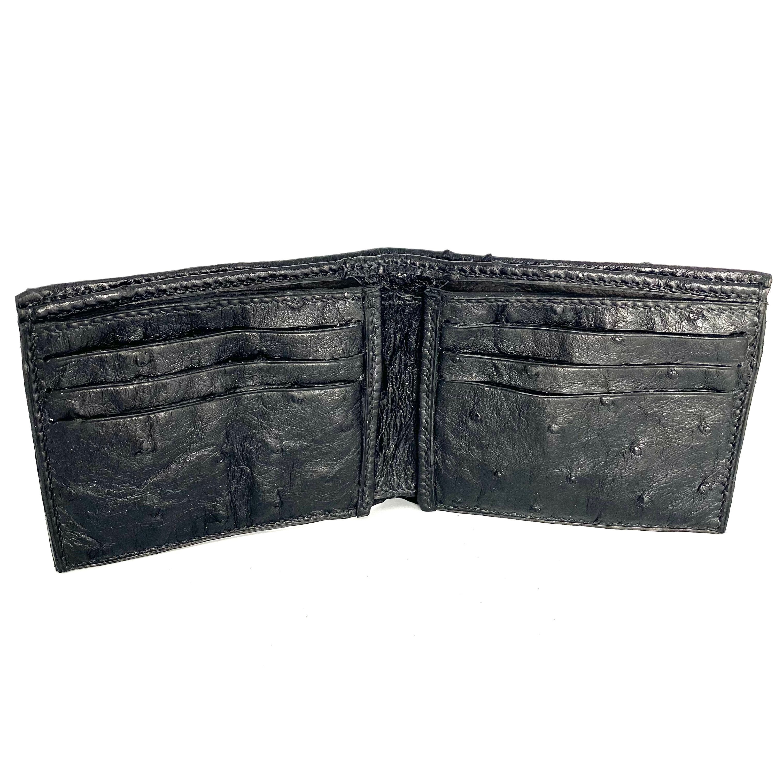 Ostrich Wallet, Black Full Ostrich Wallet, Ostrich Billfold, Ostrich ...