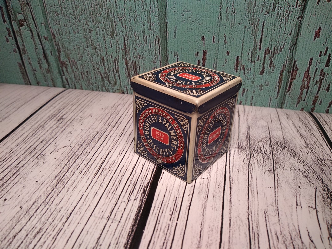 1920s Huntley & Palmers Miniature Cube Formed Biscuit Tin With Original ...
