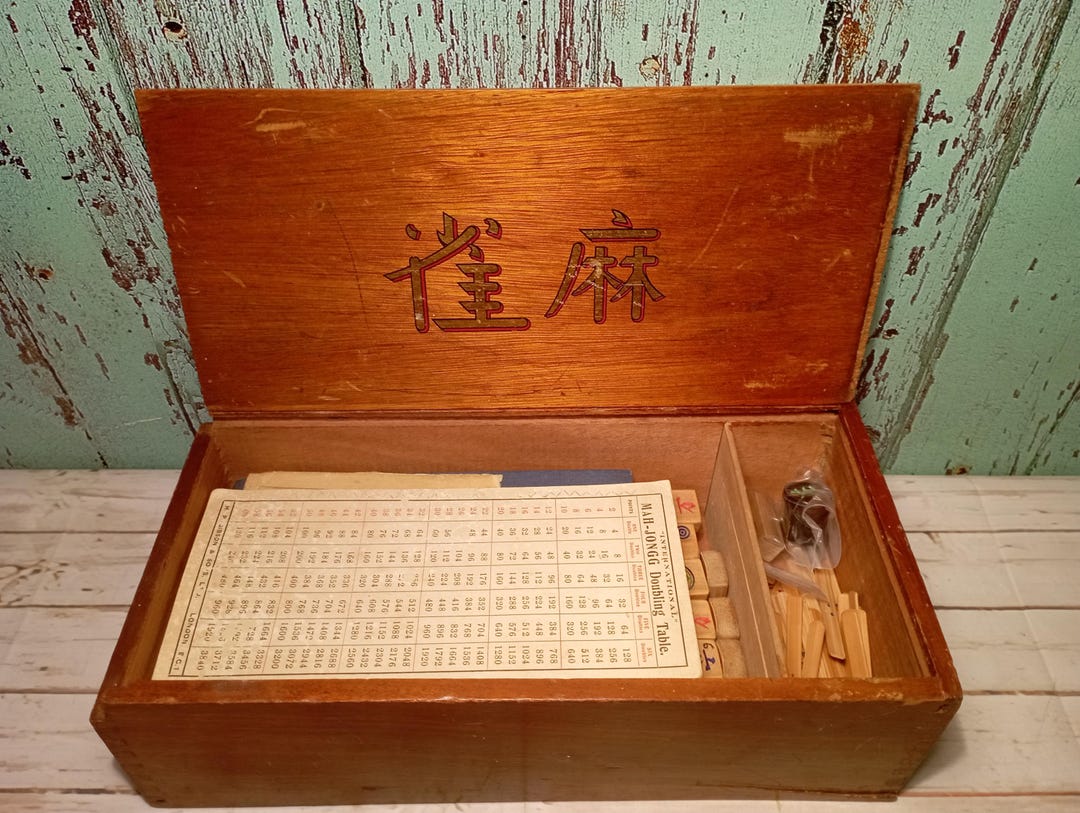 1923 Boxed 148 Bamboo Tile Mah Jong Set H P Gibson East Wind Rule Book ...