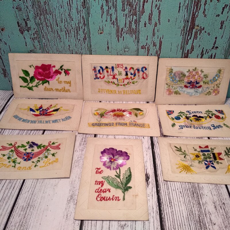 Embroidered Silk Postcard - Etsy