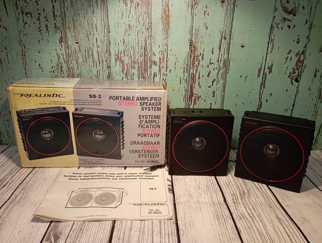 Vintage Tandy Realistic Battery Portable Stereo Speaker System Original ...