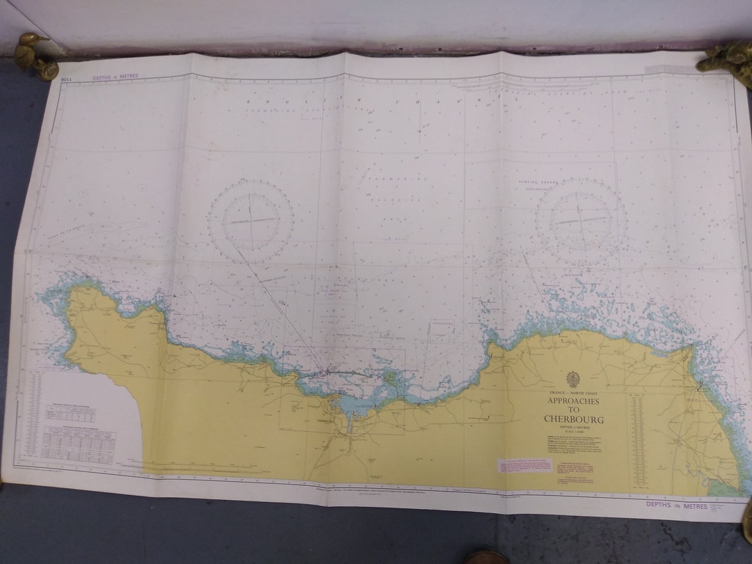 Admiralty Sea Chart Channel Islands Approach Cherbourg France Vintage ...