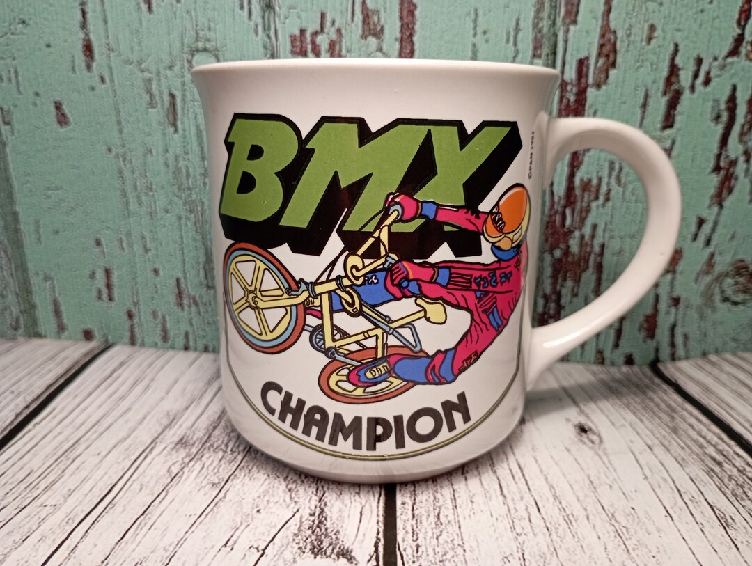Vintage BMX Champion 1984 Mug P&M Rare Collectable Retro Coffee Tea Cup ...