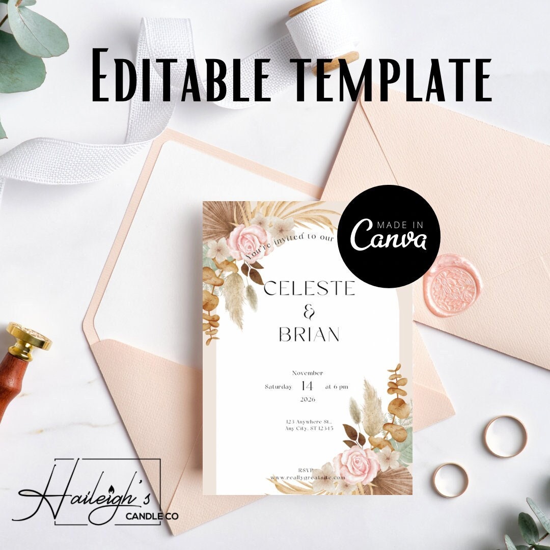 Boho Themed Party Invite Rustic Wedding Invitations for Your Dream Day ...