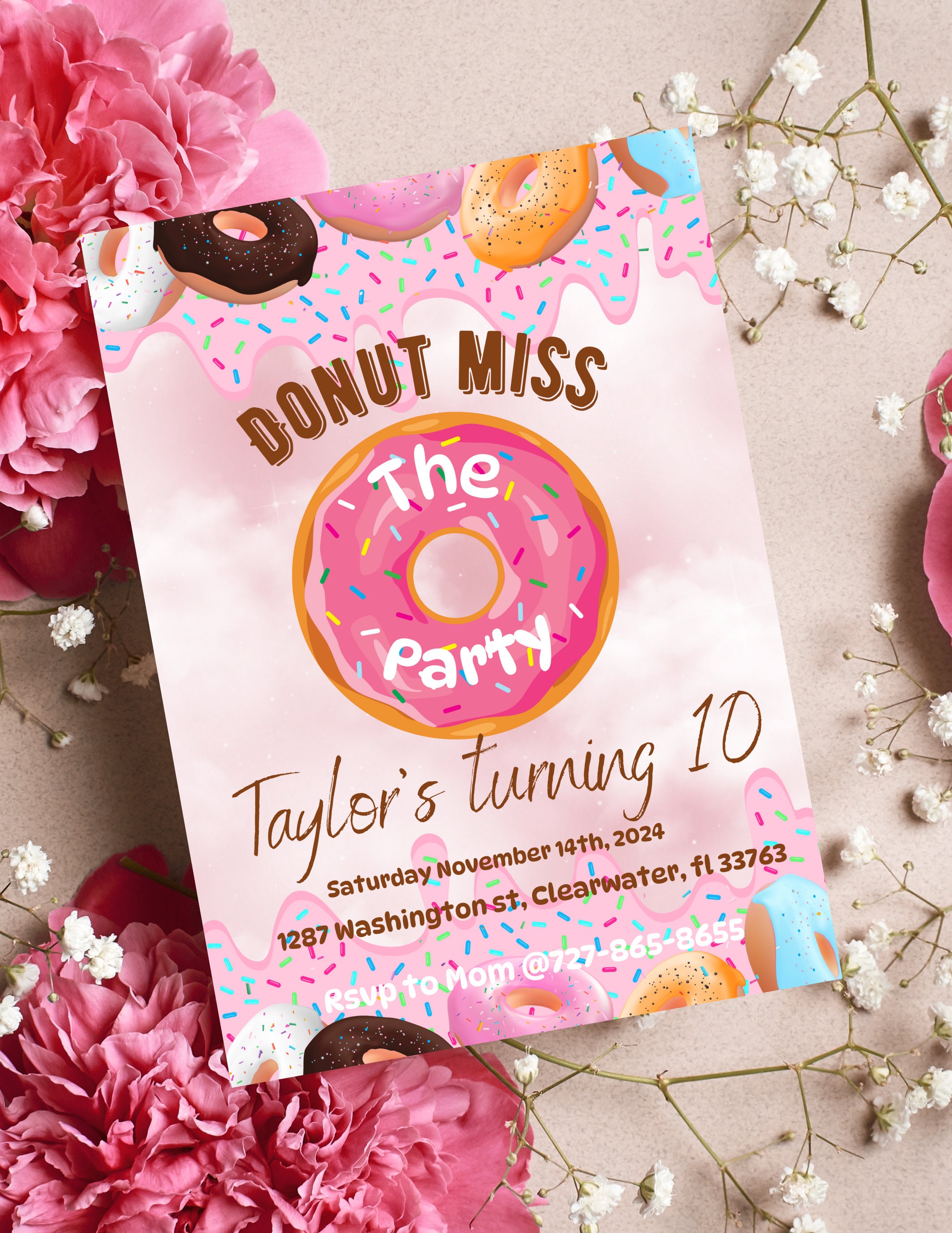 Editable Donut Birthday Party Invitation (digital Download) - Etsy