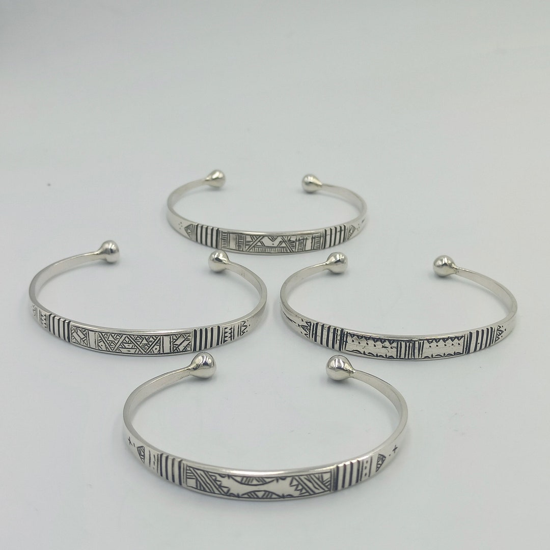 Antique Tuareg Bracelet in 925 Pure Silver Handmade in Tiznit, Morocco ...