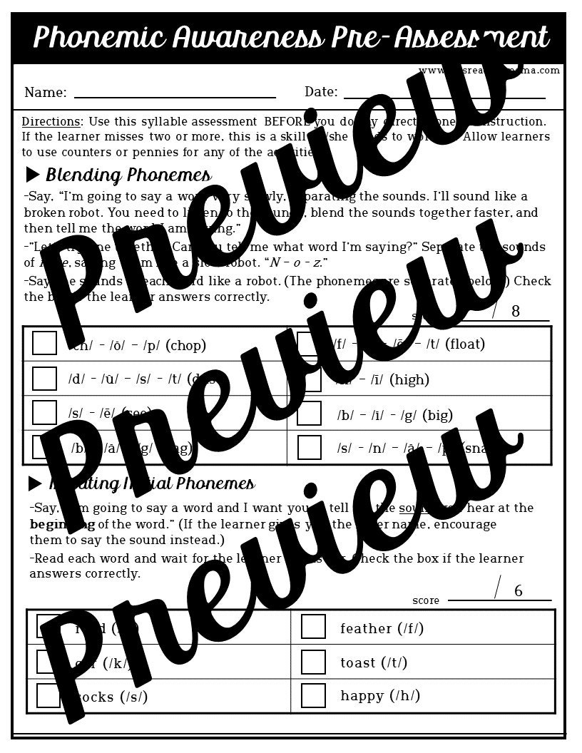 Phonemic Awareness Lesson Plans & Activities - Etsy