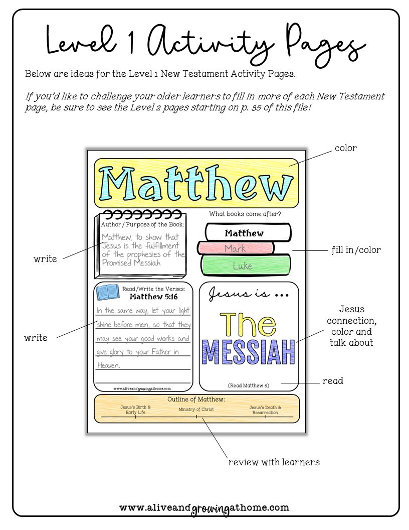 New Testament Activity Pages - Etsy