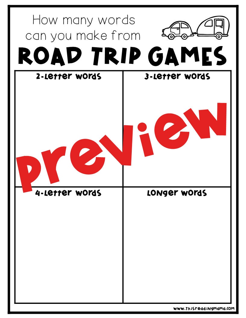 No Prep Road Trip Games - Etsy