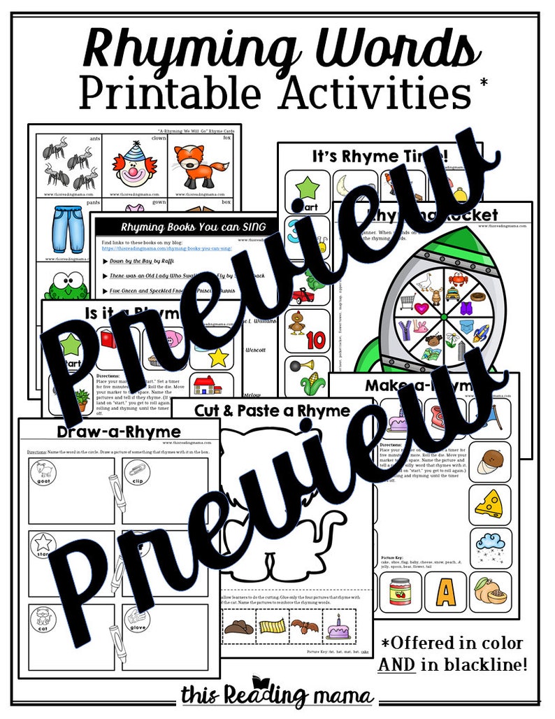 Rhyming Words Lesson Plans & Activities - Etsy