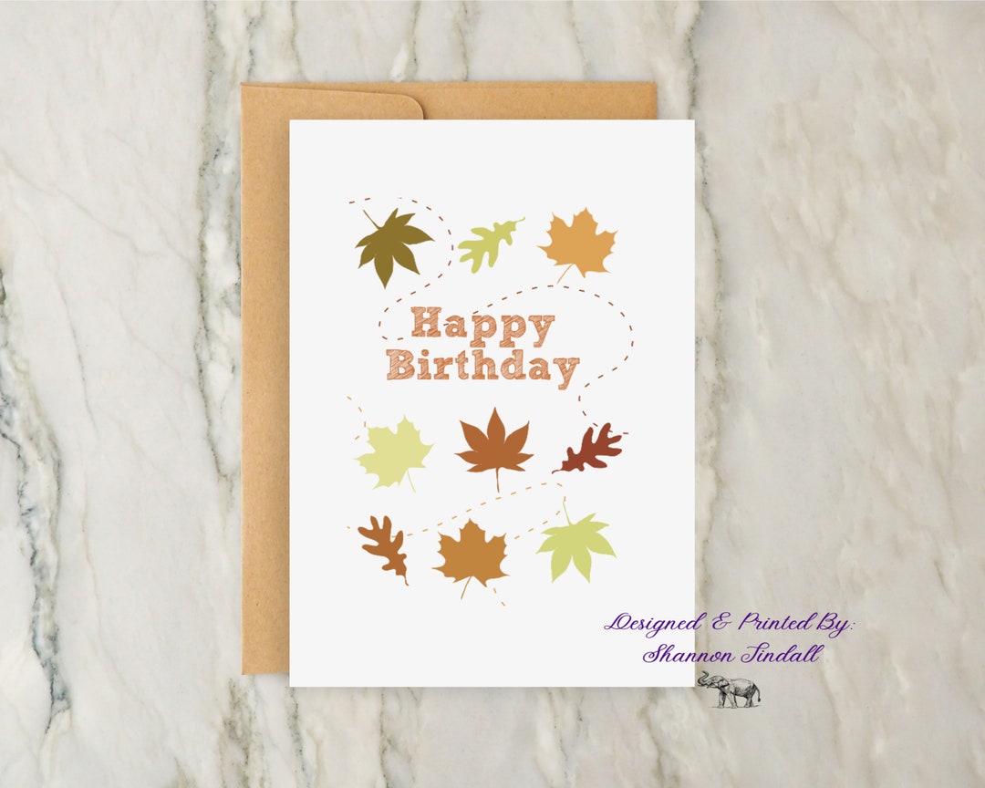 Autumn Leaf Birthday Card: Customizable Fall Greeting (5x7) - Etsy