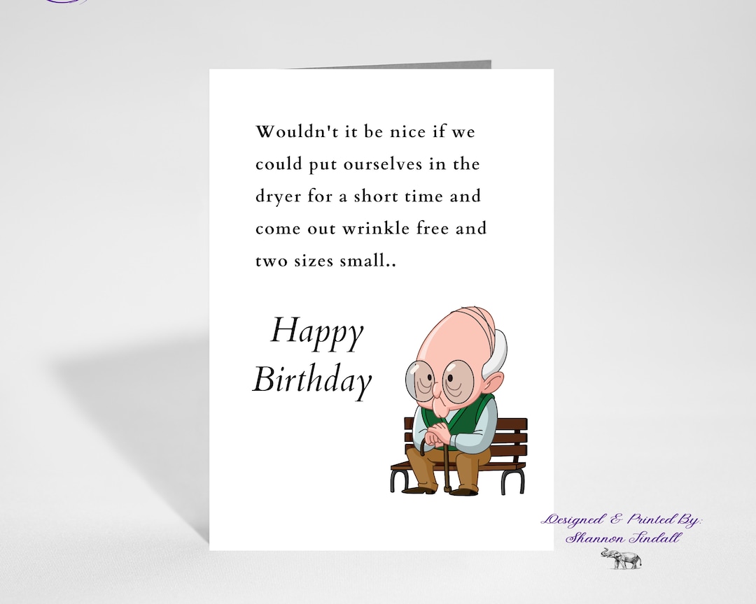 Funny 5x7 Birthday Card, Old Age Birthday Card, Funny Old Man Card ...