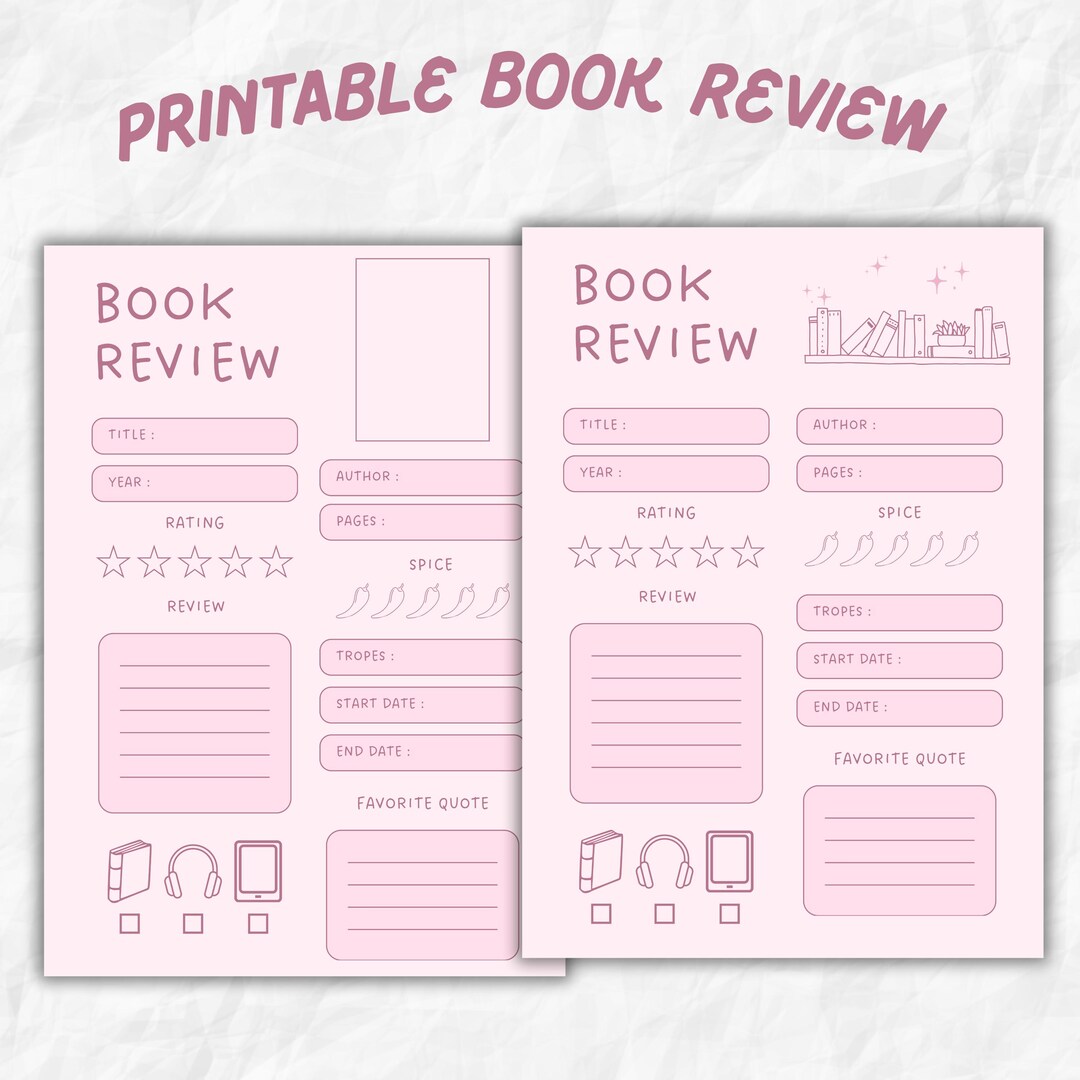 Printable Book Review Sheets, 5x7 Book Review, Booktok, Bookish, Book ...