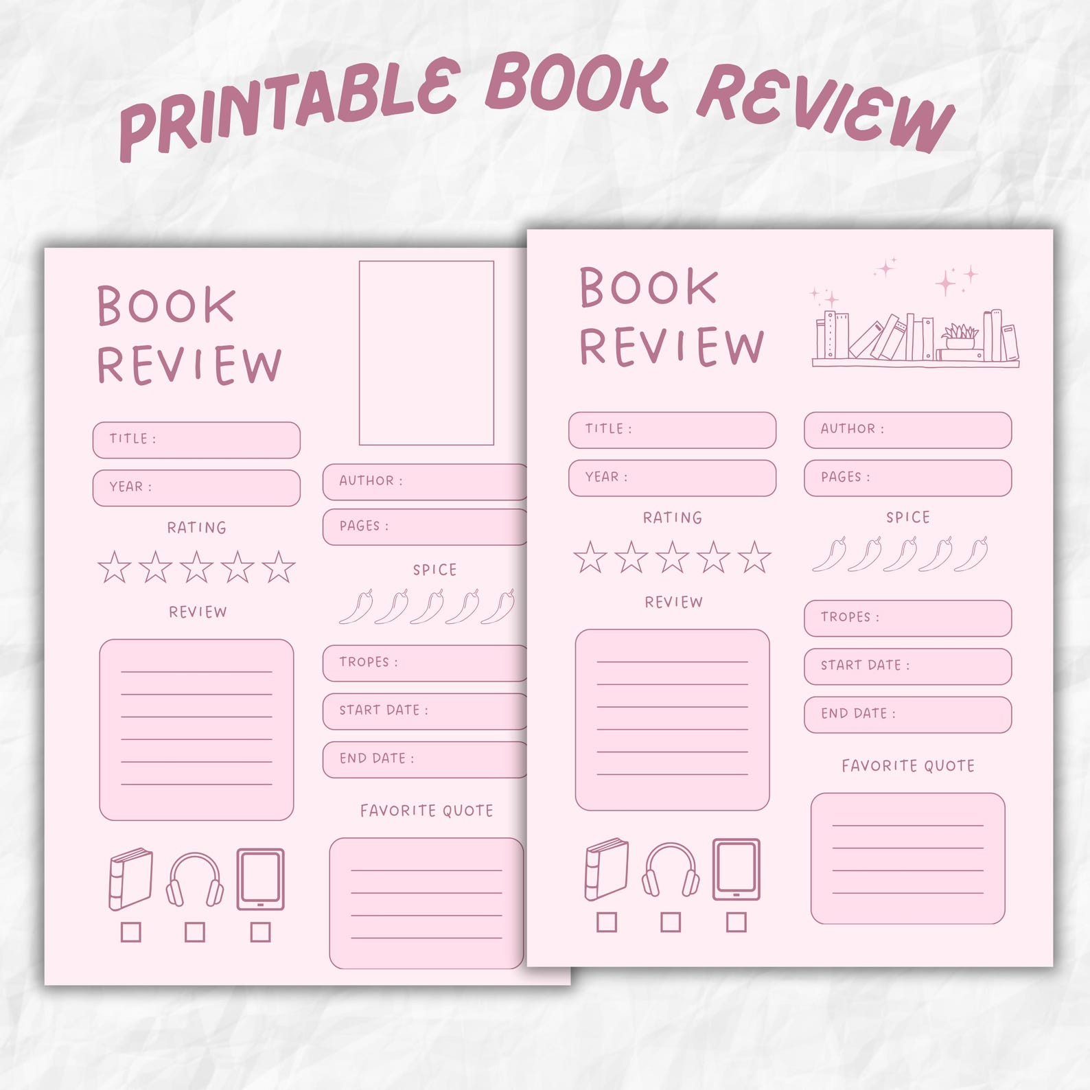 Printable Book Review Sheets, 5x7 Book Review, Booktok, Bookish, Book ...