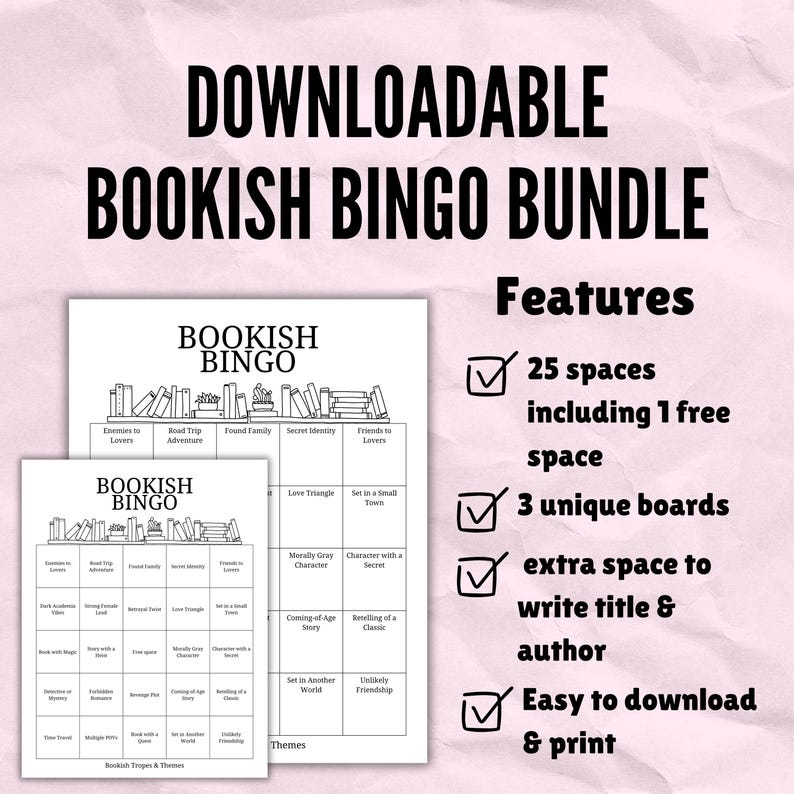 Printable Book Bingo Bundle: Reading Challenge (digital Download) - Etsy