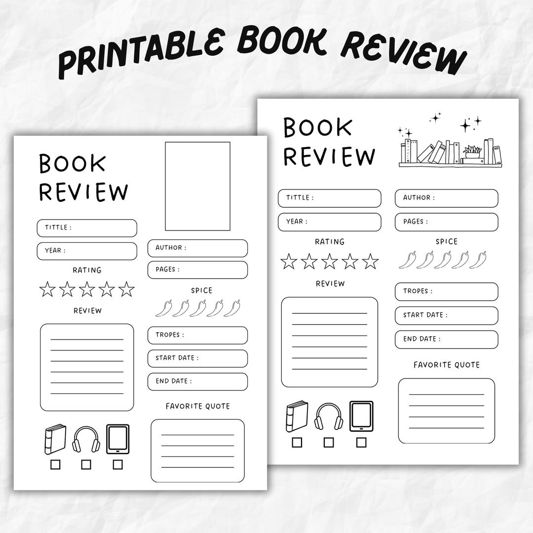 Printable Book Review Sheets, 5x7 Book Review, Booktok, Bookish, Book ...