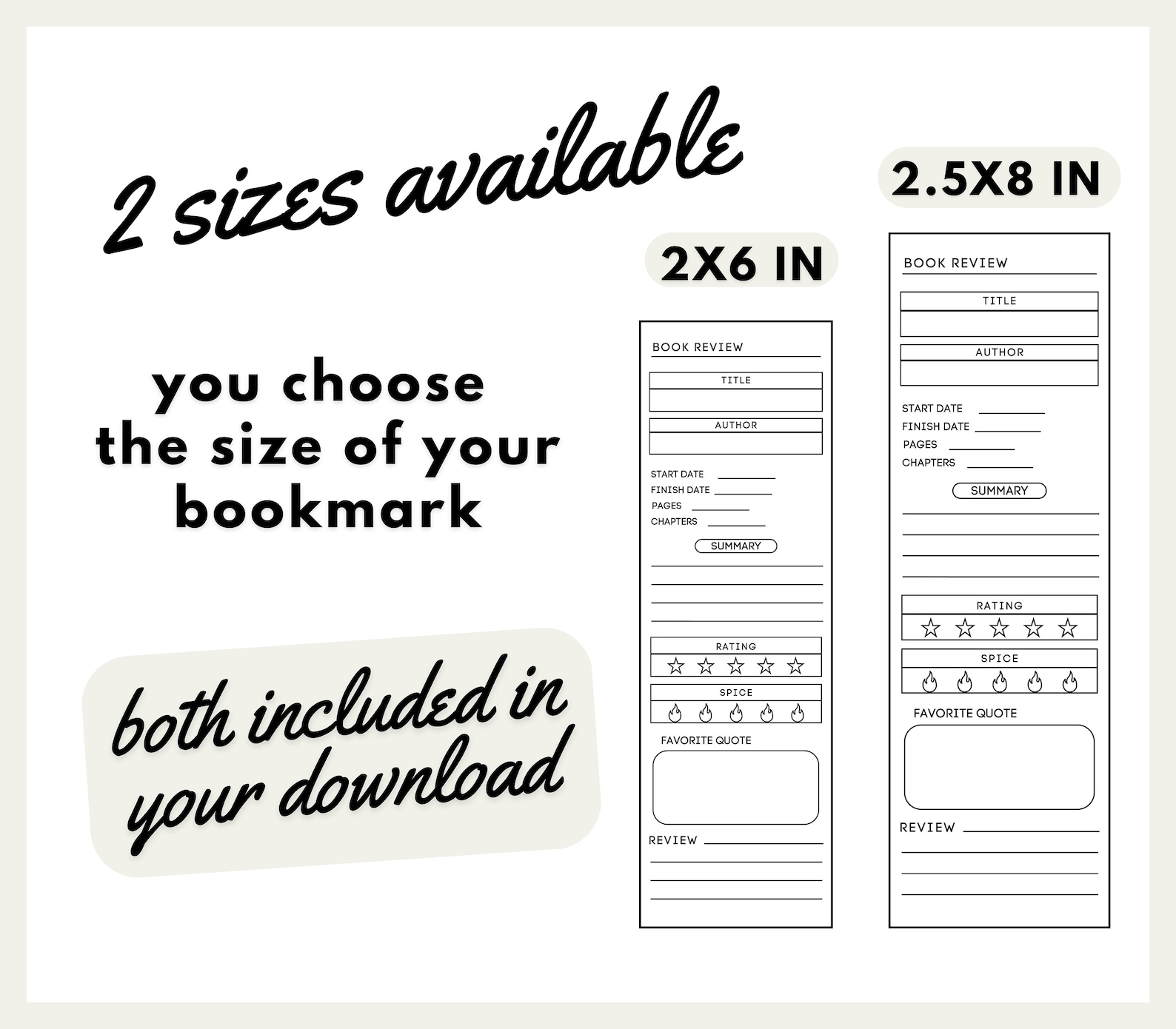 Printable Book Review Bookmark, Bookmark, Book Review, Booktok, Bookish ...
