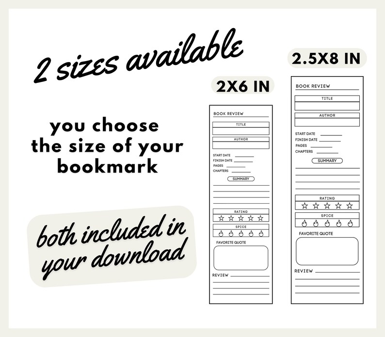Printable Book Review Bookmark, Bookmark, Book Review, Booktok, Bookish ...
