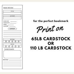 Printable Book Review Bookmark Bundle, Bookmark, Book Review, Booktok ...