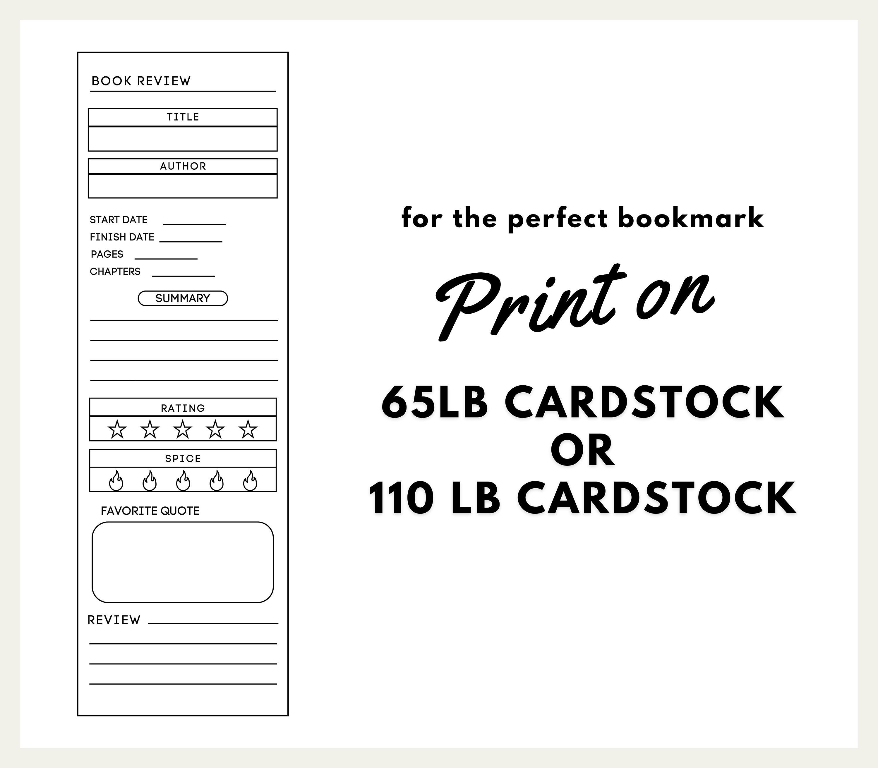 Printable Book Review Bookmark Bundle, Bookmark, Book Review, Booktok ...